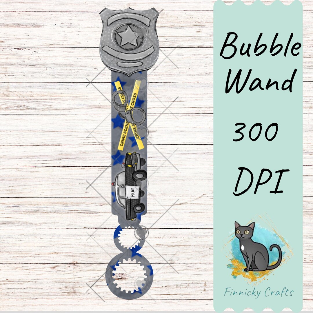 Police Bubble Wand - Sublimation Design Png Template - Gift, Favor ...