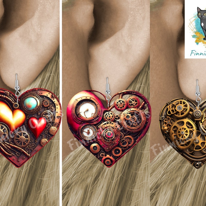Steampunk Earrings Heart - Etsy