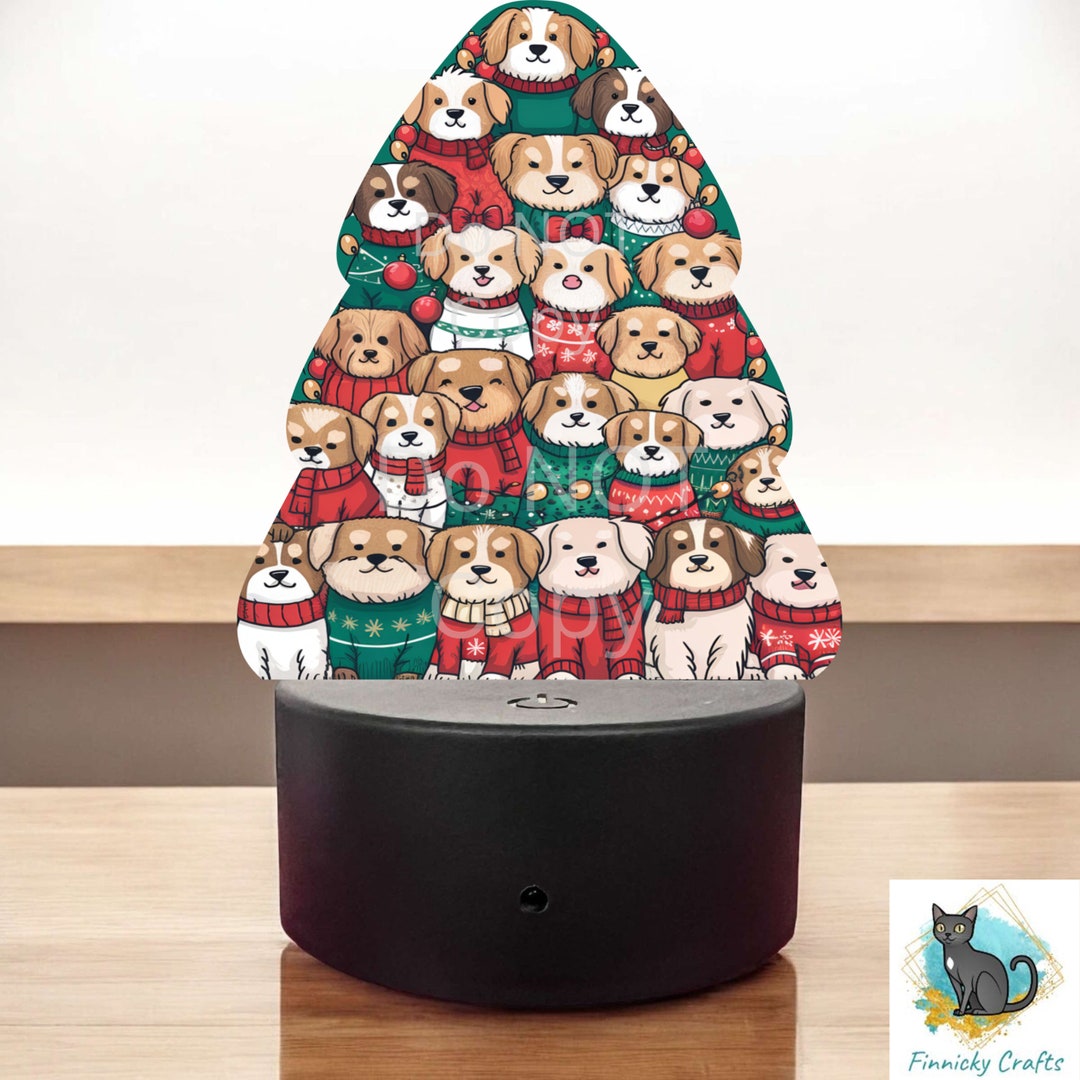 Dogs Puppies Chubby Tree, Christmas Sign PNG, Digital Download, Sublimation, Decor, Light Base ...
