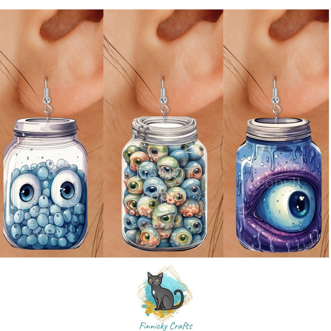 Halloween Eyeball Mason Jar Earrings – Sublimation Design (digital ...