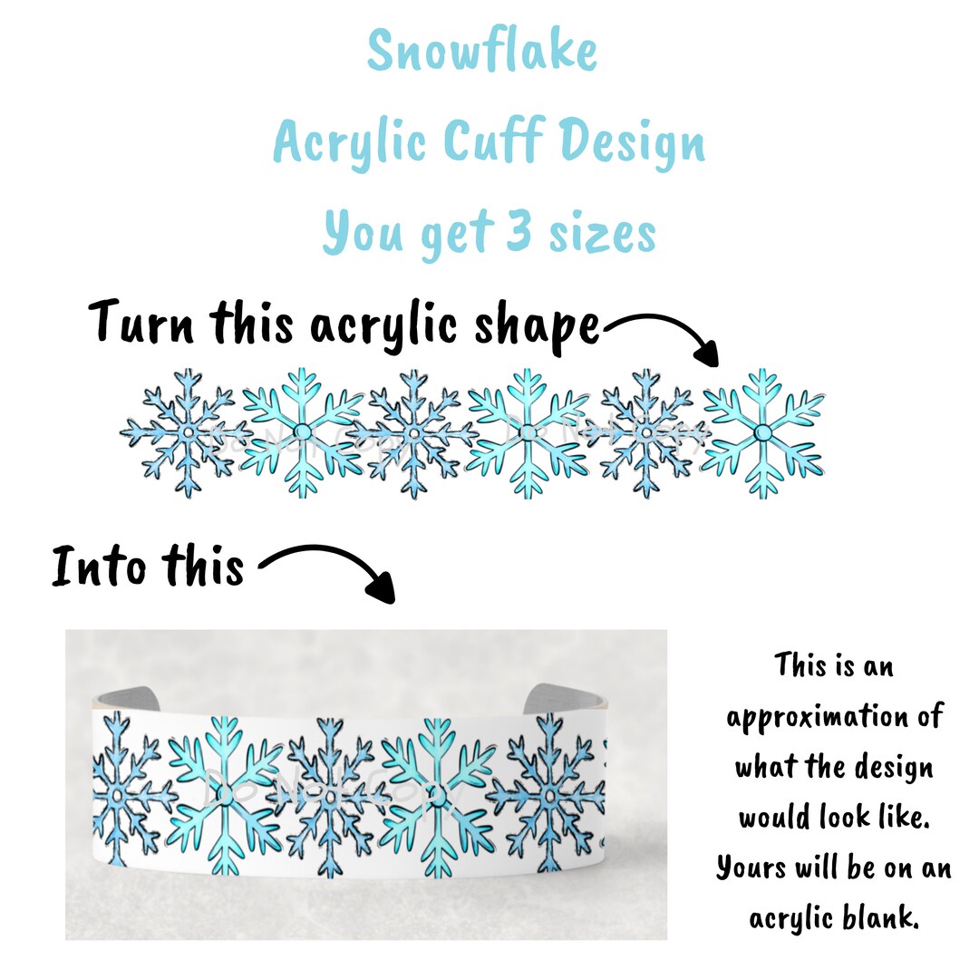 Snowflakes, Bracelet Cuff Sublimation Designs - Small, Medium, Large ...