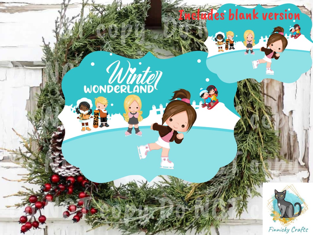 Customizable Kids Winter Wonderland- Ice Skating - Sled - Christmas ...