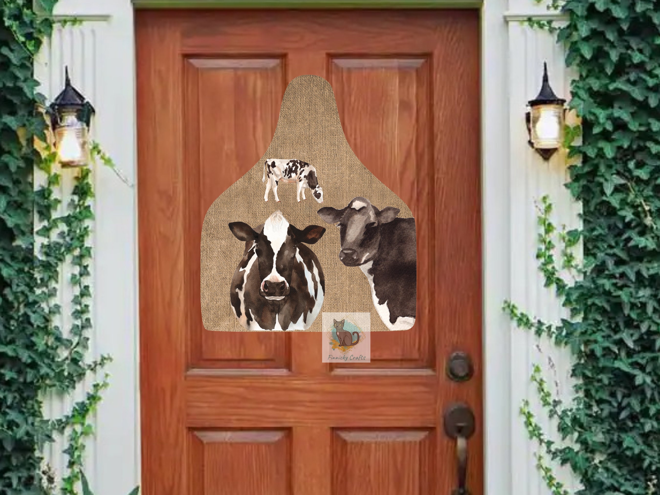 Black and White Cow Tag Shape Png - Sublimation Designs Wall Hanger ...