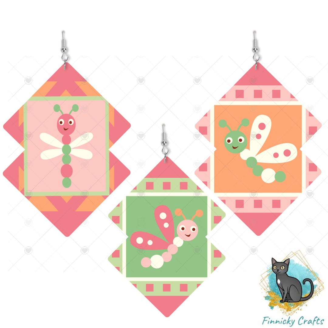 Boho Double Shape, Pastel Dragonfly and Butterfly , Sublimation Design ...