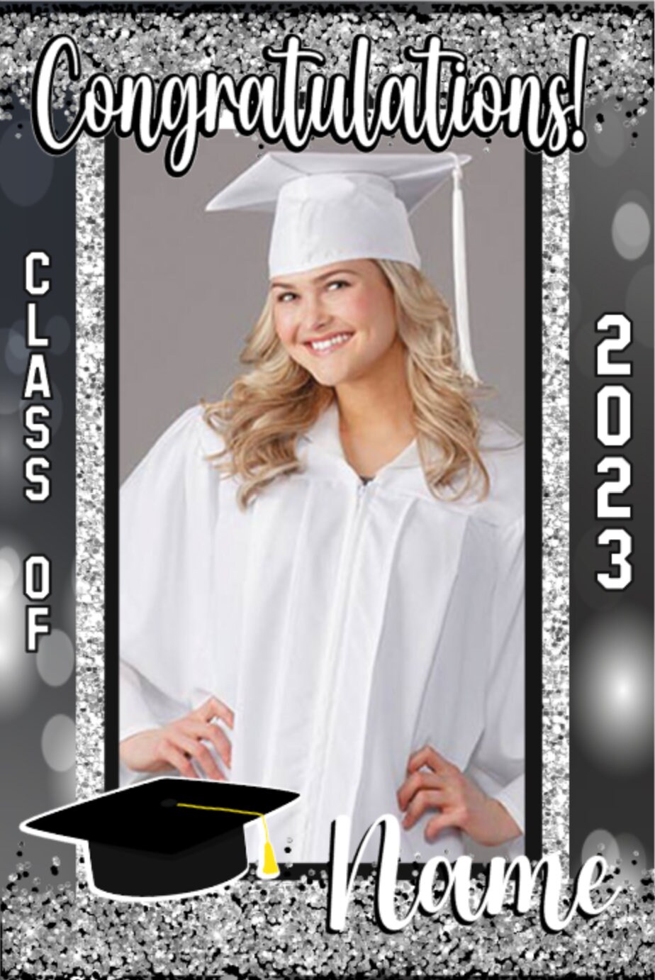 Black and Silver Graduation Garden Flag Black and Silver High School ...