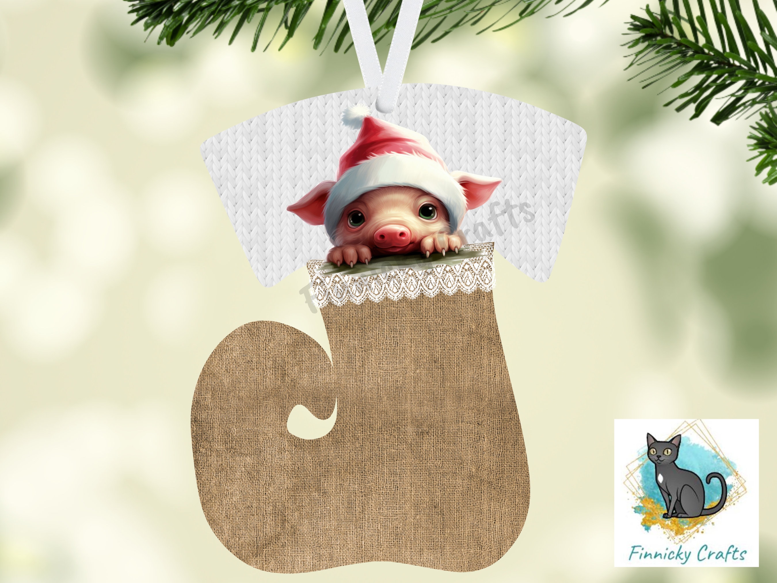 Swirl Stocking Design Burlap Peeking Animals Highland Cow - Etsy