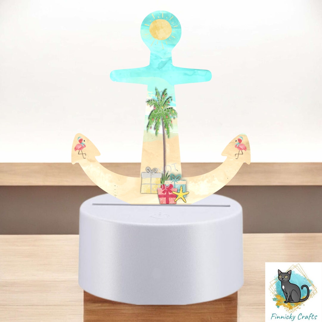 Christmas Beach-themed Anchor Light Base, Decor, Signs, Sublimation ...