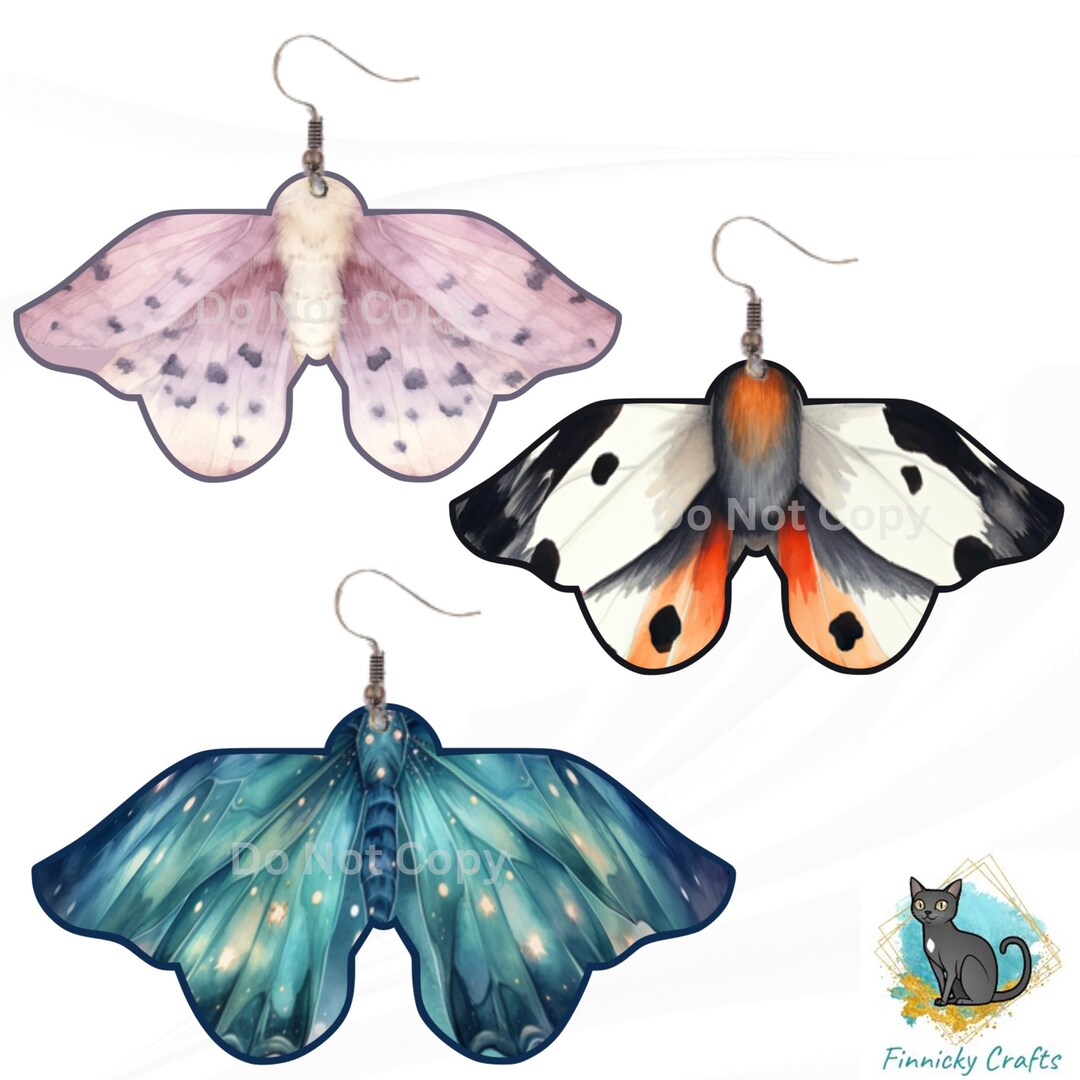 Moth Earring PNG, Bundle, Autumn Design, Moths, Sublimation Design ...