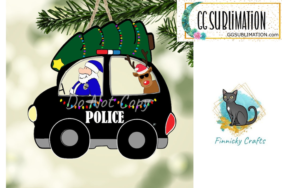 Police Car With Christmas Tree Christmas Design Png - Sublimation ...