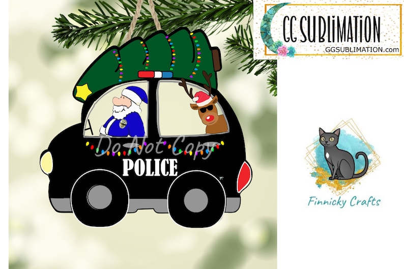 Police Car With Christmas Tree Christmas Design Png - Sublimation ...