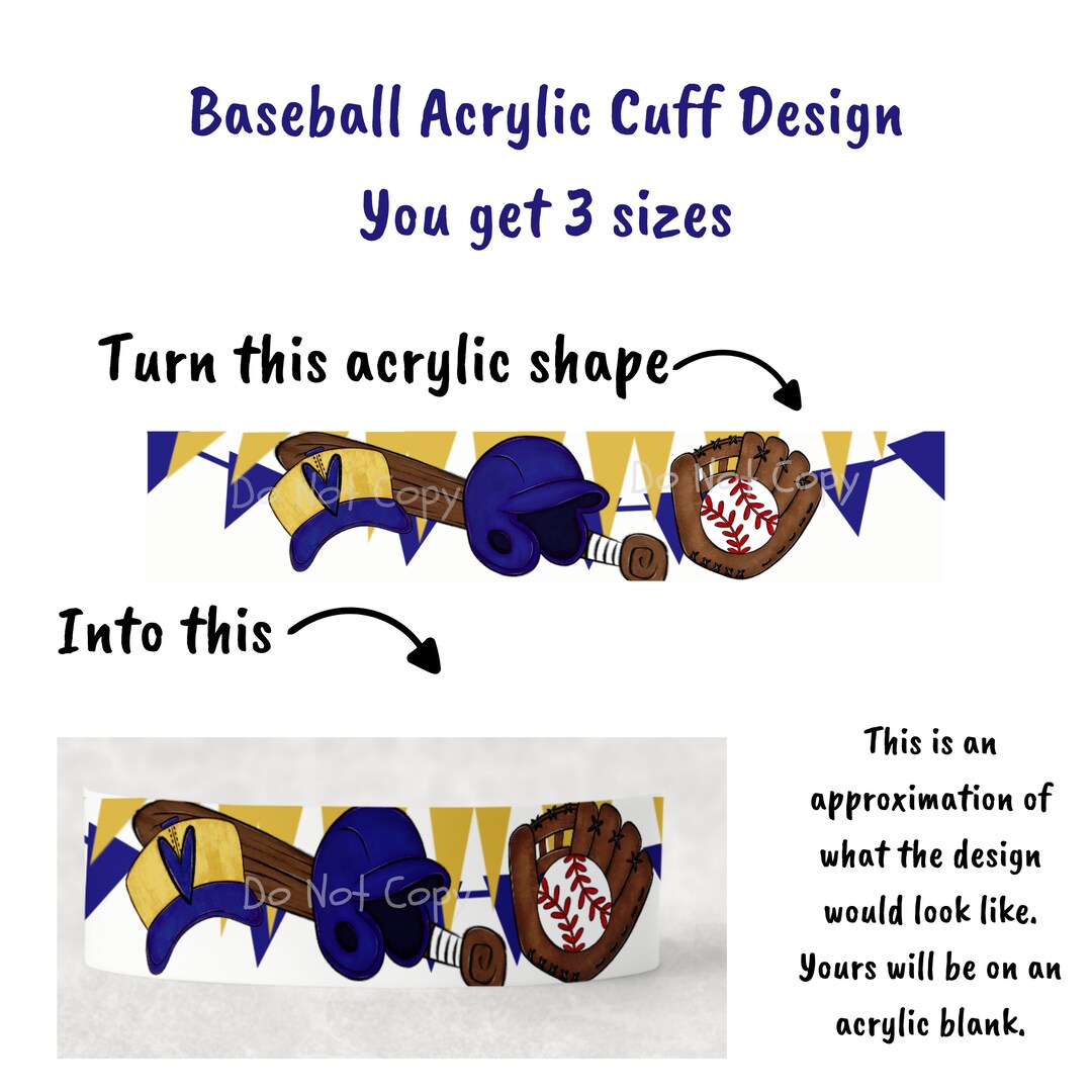 Blue Yellow Baseball Bracelet Cuff Sublimation Designs (PNG Files) - Etsy