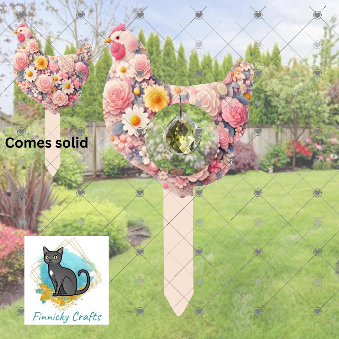 Floral Chicken Garden Stake, Sublimation, Design Png - Etsy