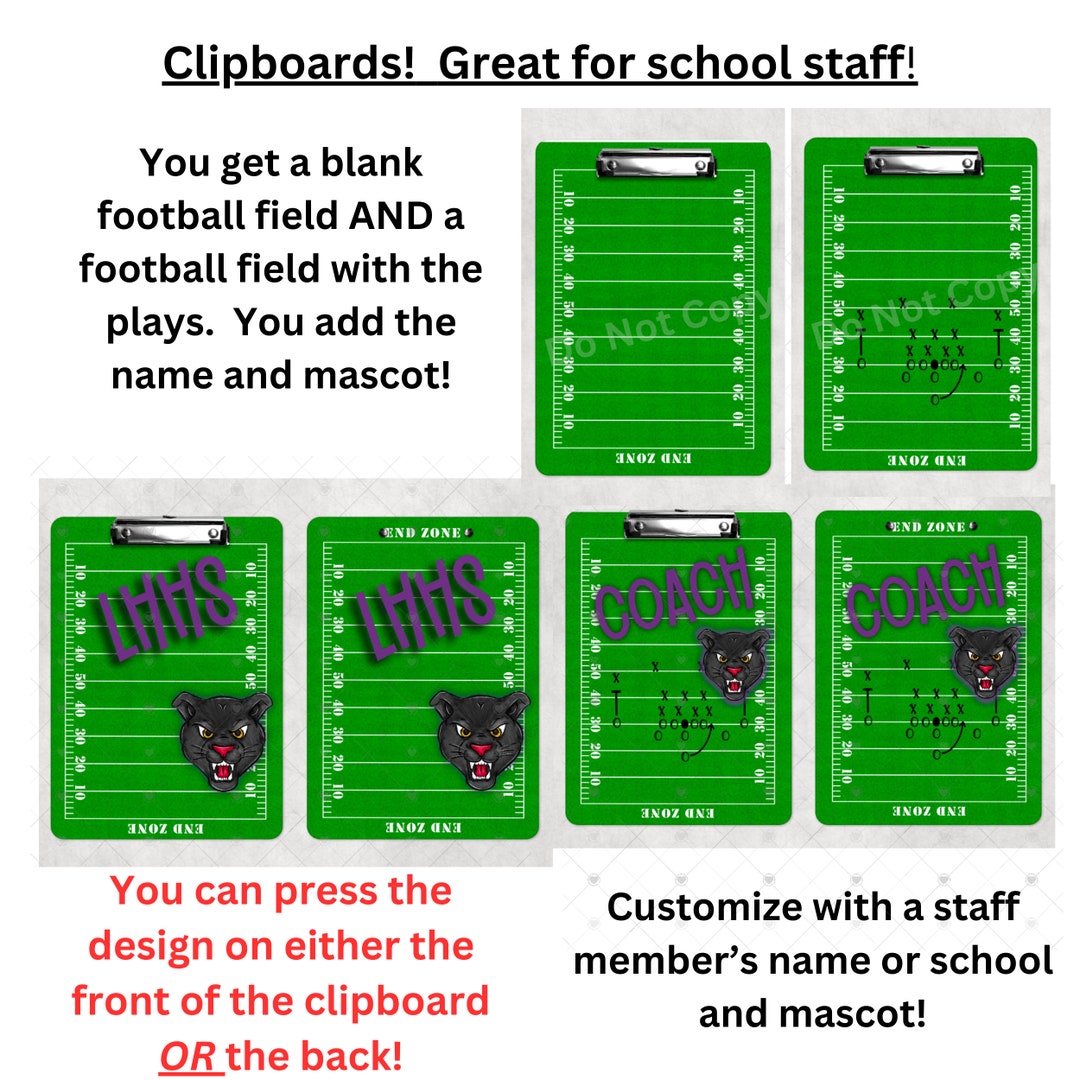 Customizable Football Plays Coach Clipboard, School Staff, Gift ...