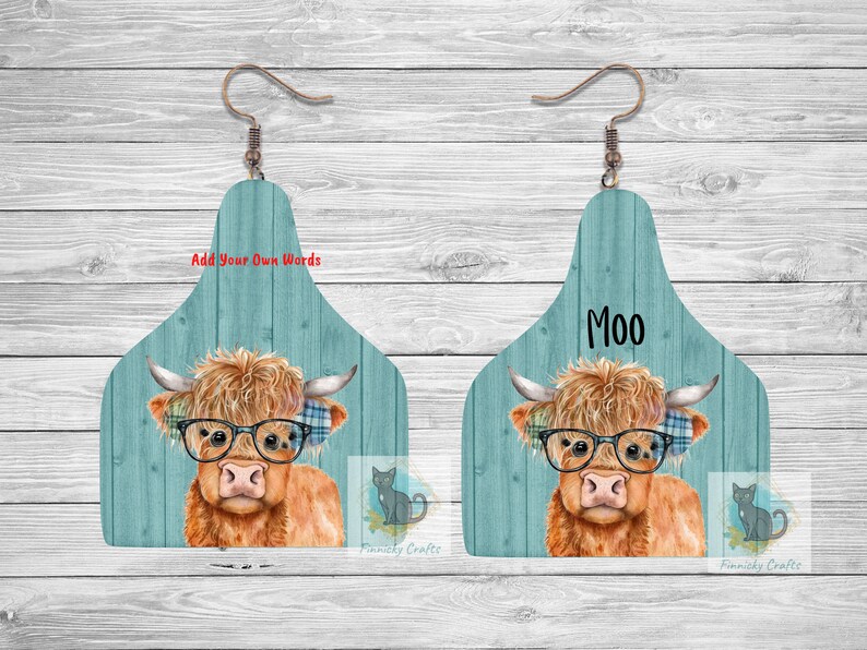 Customizable Highland Cow Tag Shape Png - Sublimation Designs Wall ...