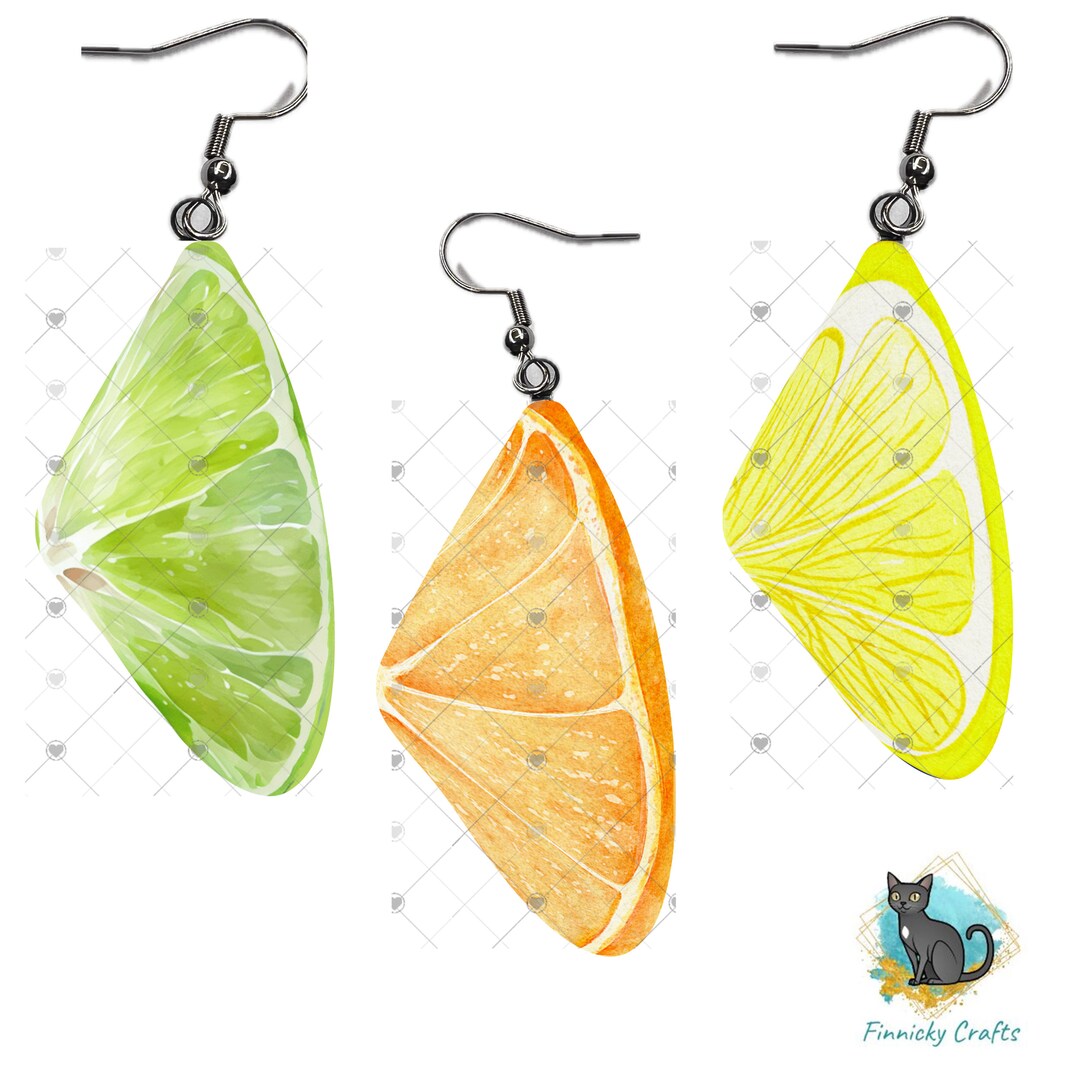 Butterfly Wing Shape, Citrus Slices, Lemon, Orange, Lime, Sublimation ...