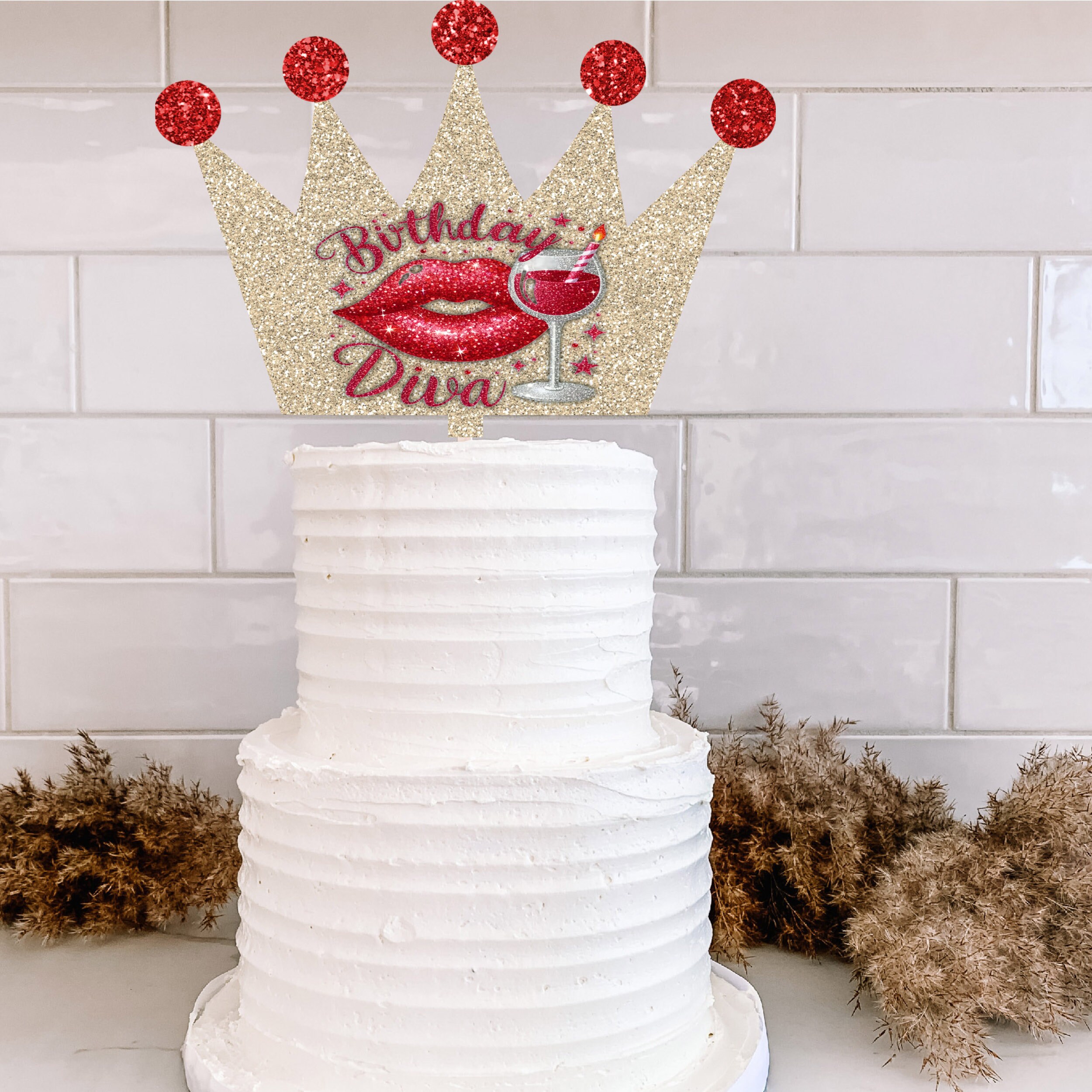 Gold Crown Cake Topper Birthday Diva Sublimation Design, Customizable ...