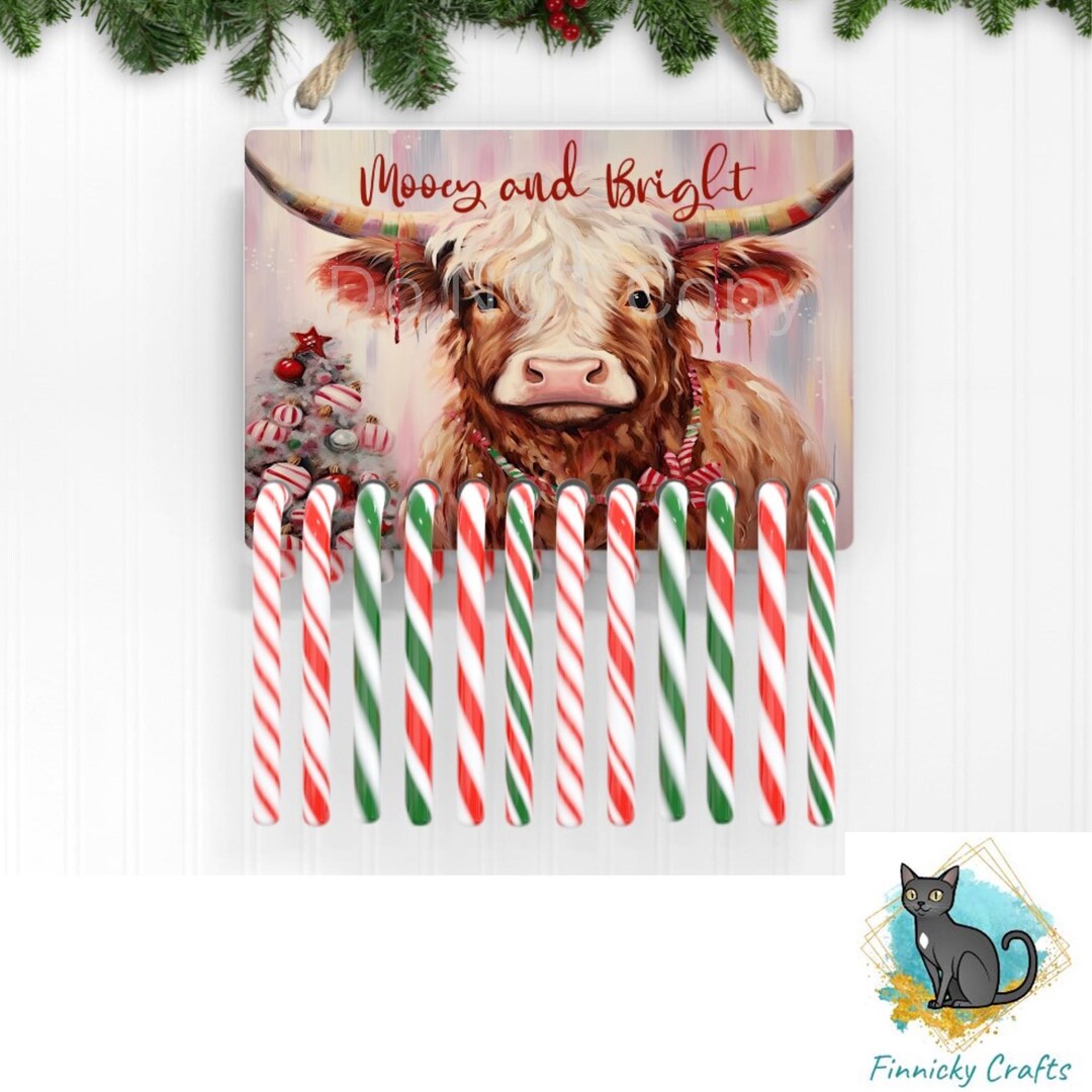 Highland Cow Candy Cane Holder, Christmas Ornament (digital PNG) - Etsy