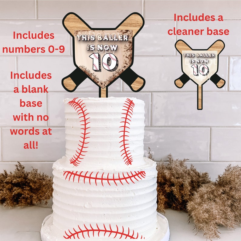 Baseball Birthday Cake Topper, Customizable Age (digital Download) - Etsy