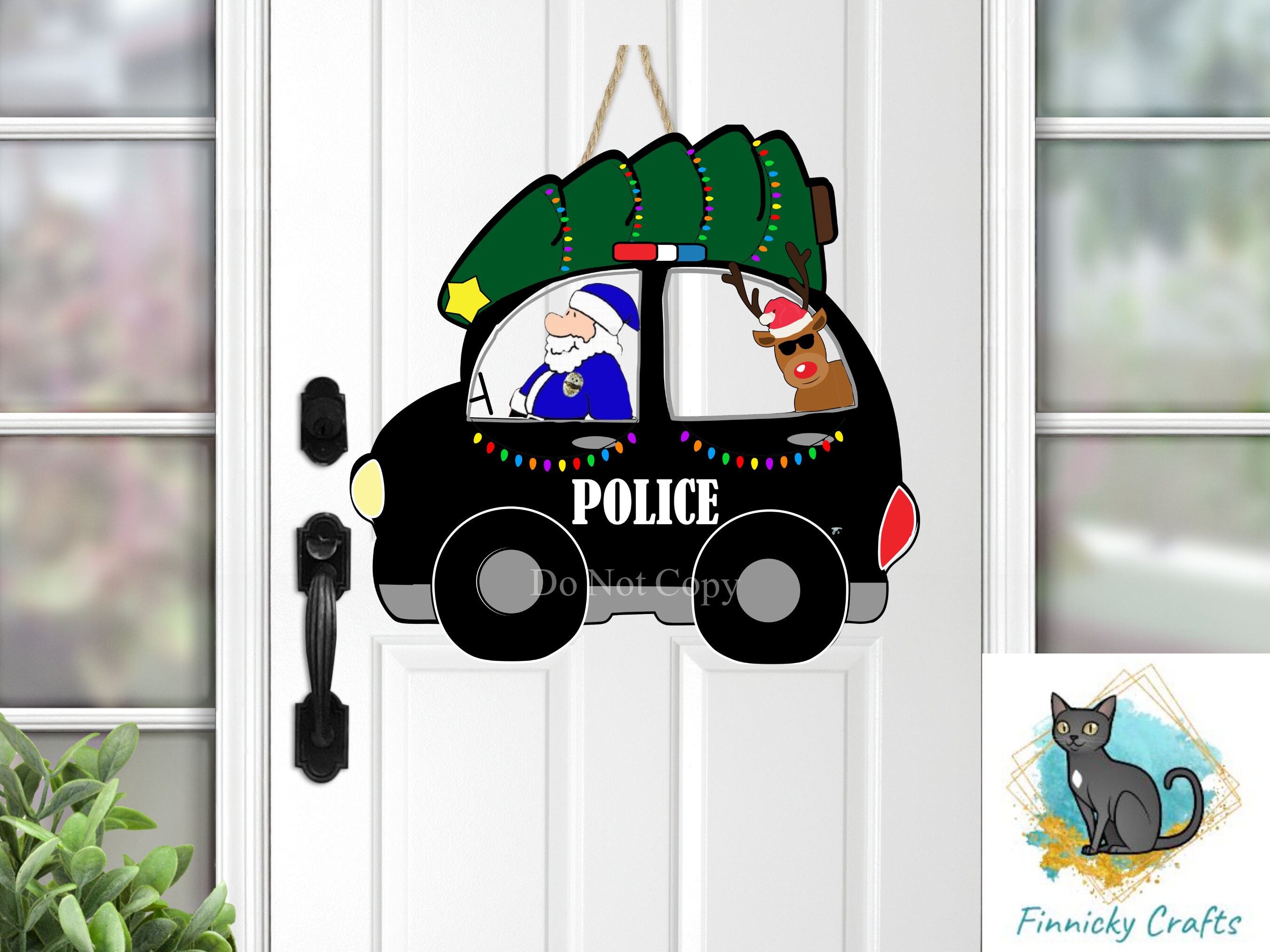 Police Car With Christmas Tree Christmas Design Png - Sublimation ...