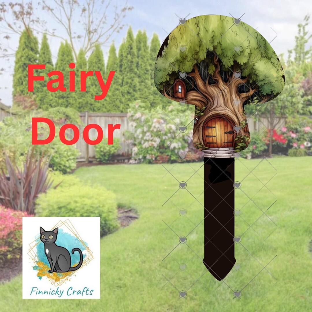 Fairy Door Garden Stake, Sublimation, Design Png - Mushroom Stake - Etsy