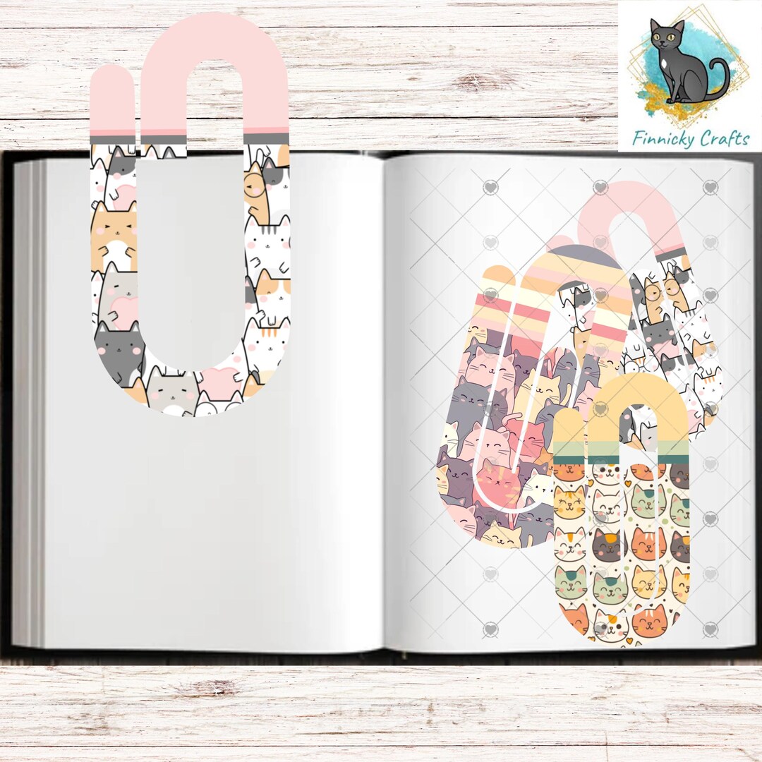 Cats Bookmark Paperclip Sublimation Designs - Gift PNG Files ...