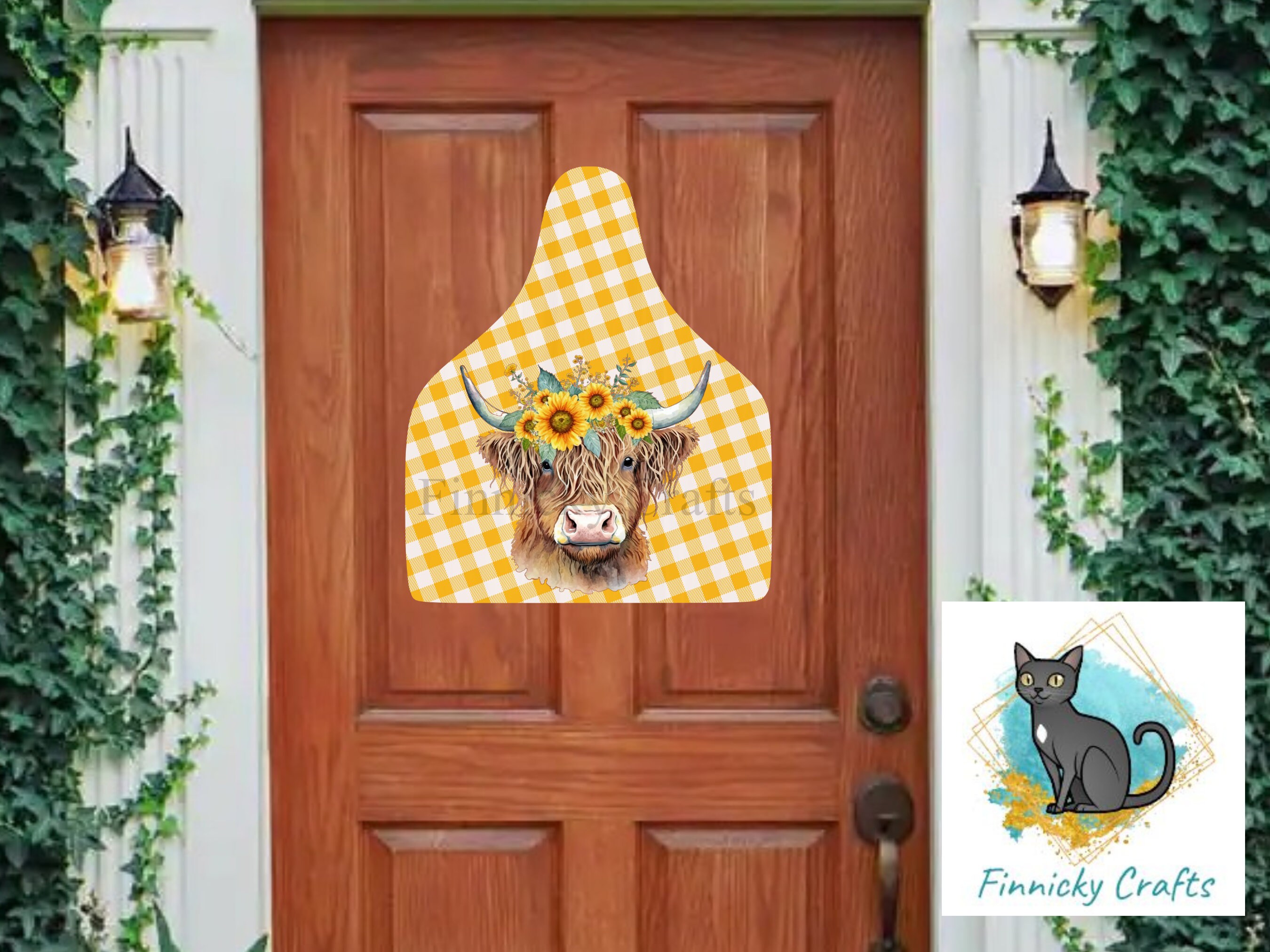 Customizable Highland Cow Tag Shape Png - Sublimation Designs Wall ...