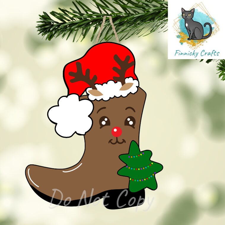 Cowboy Boot Shape, Christmas, Santa Boot, Elf Boot, Reindeer Boot ...