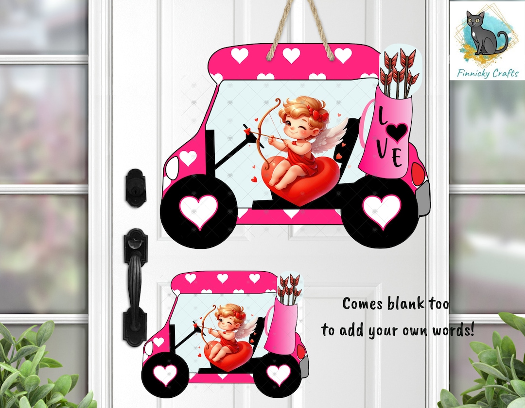 Cupid Golf Cart, Sublimation, PNG, Digital Download, Door Hanger ...