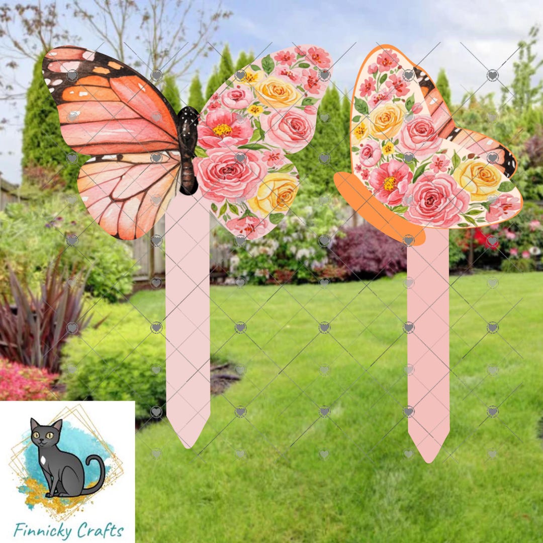 Butterfly Pair Garden Stake, Sublimation, Design Png - Etsy
