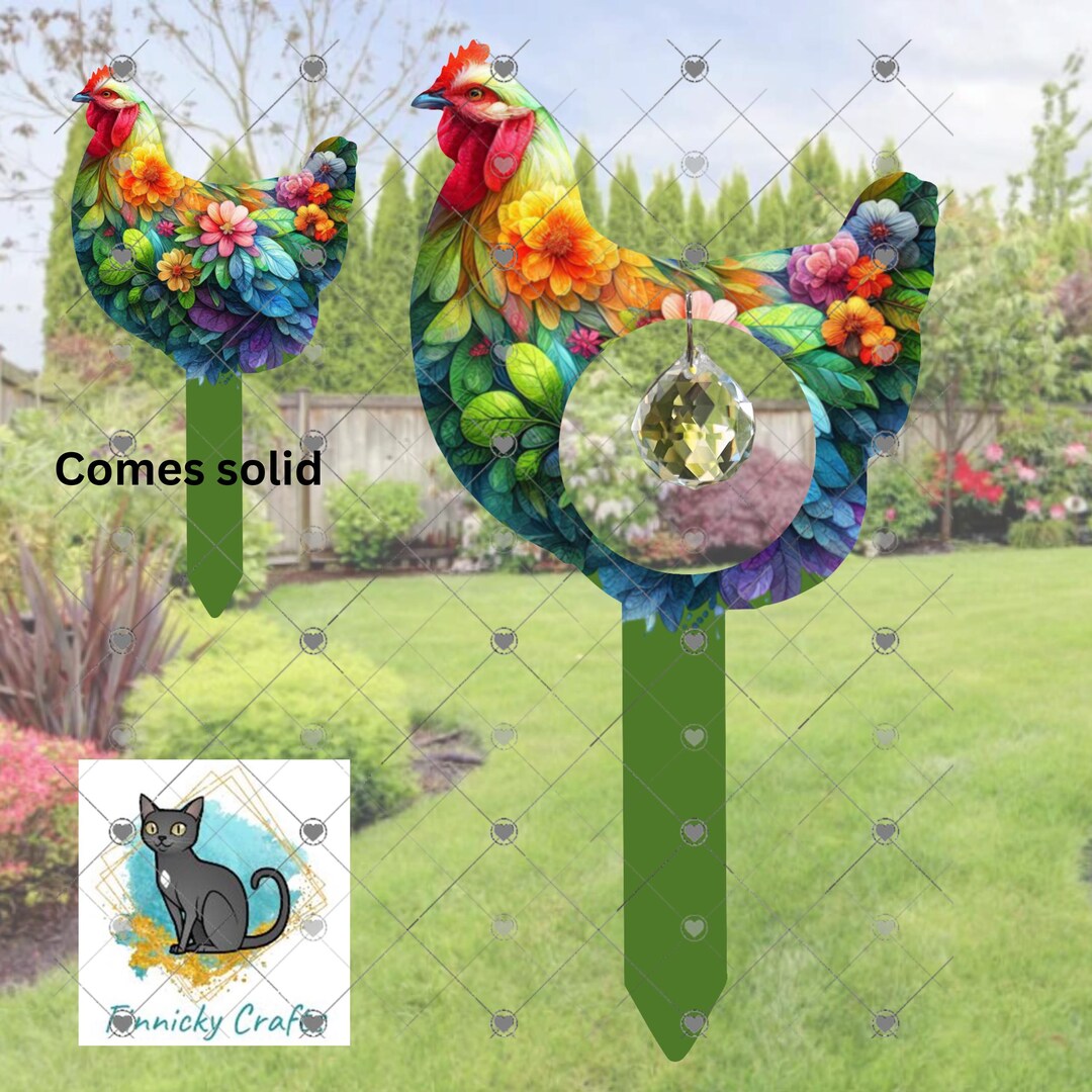 Floral Chicken Garden Stake, Sublimation, Design Png - Etsy