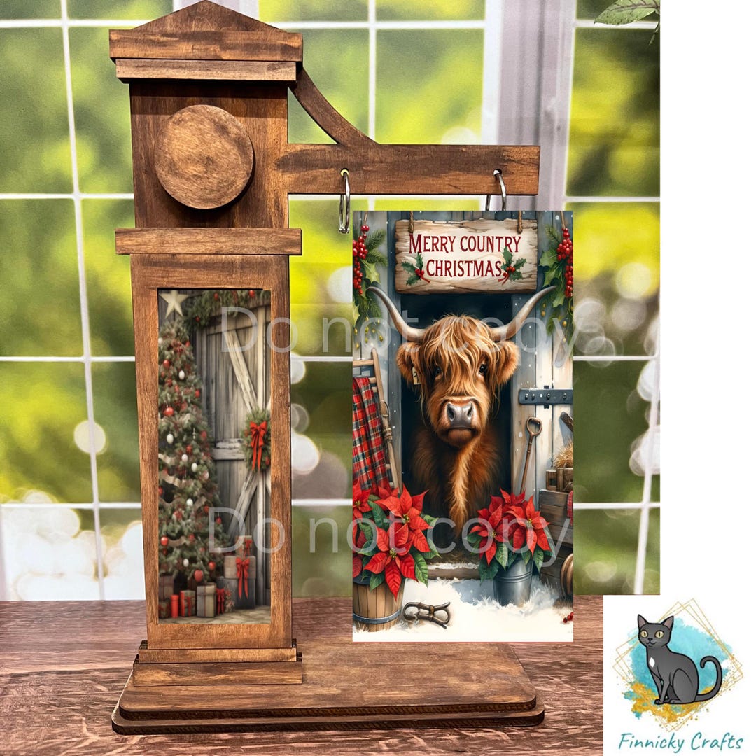 2-piece, Highland Cow Barn Scene, Interchangeable Christmas Barn Sign ...