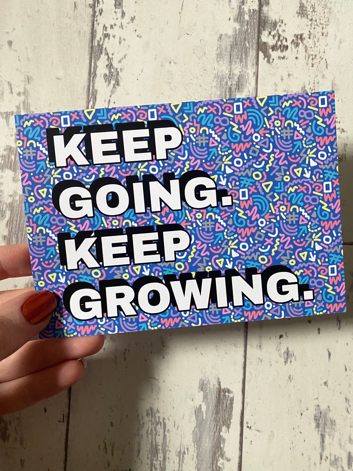 Keep Going Keep Growing Motivational Pattern Postcard - Etsy UK