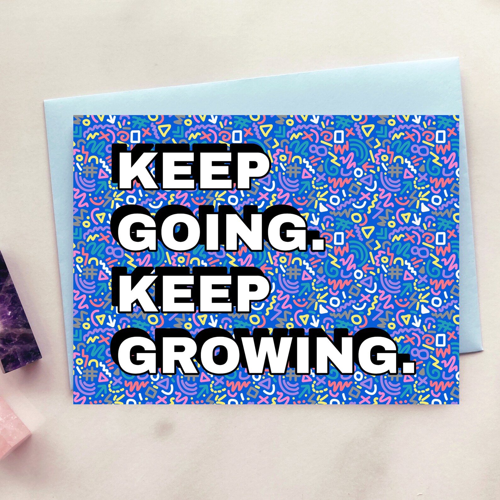 Keep Going Keep Growing Motivational Pattern Postcard - Etsy UK