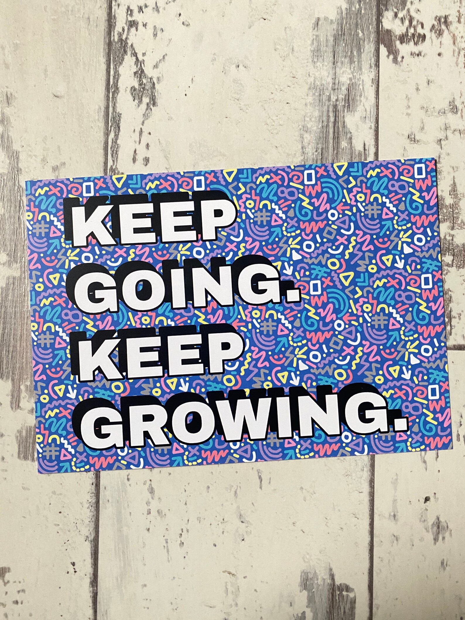 Keep Going Keep Growing Motivational Pattern Postcard - Etsy UK