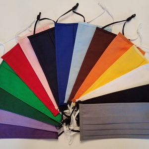 SOLID Colors Pleated Cloth Face Masks/coverings - Etsy