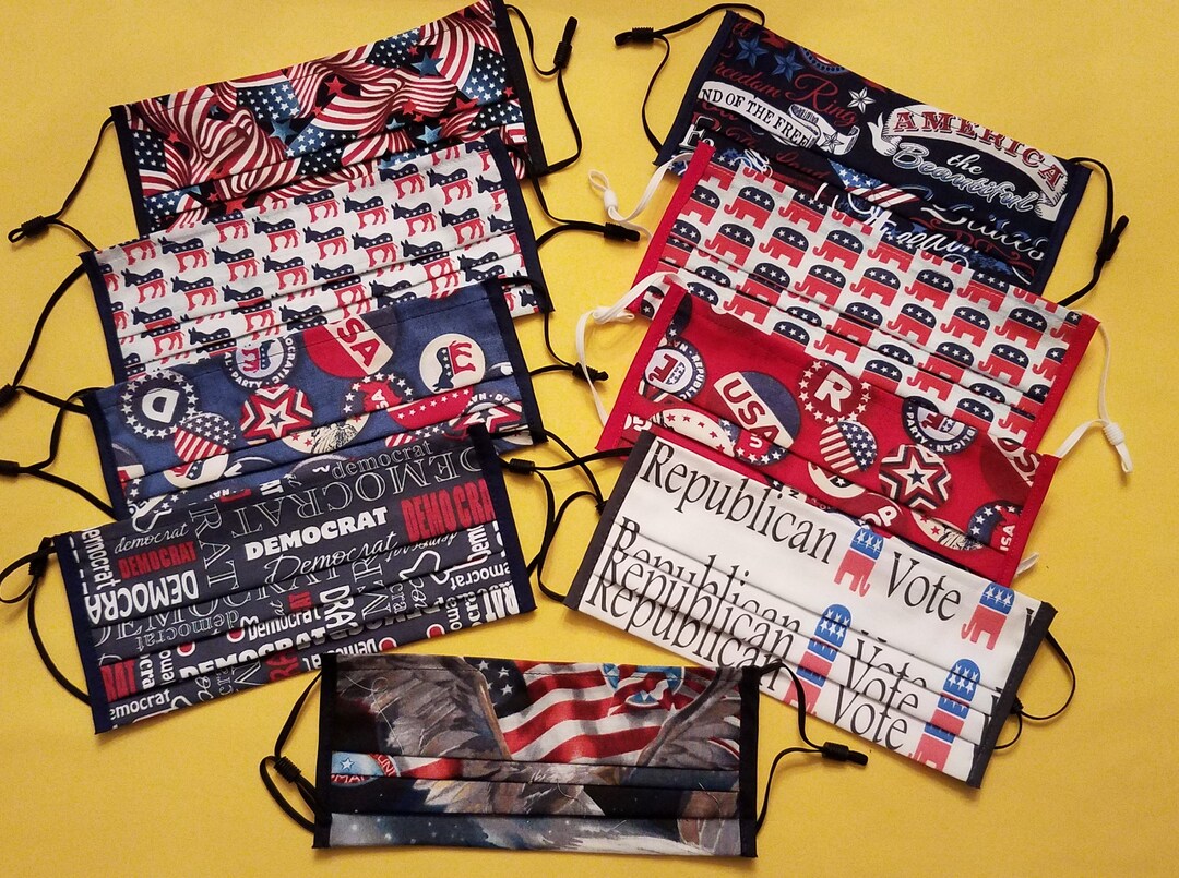 PATRIOTIC, Pleated Cloth Face Masks/coverings - Etsy