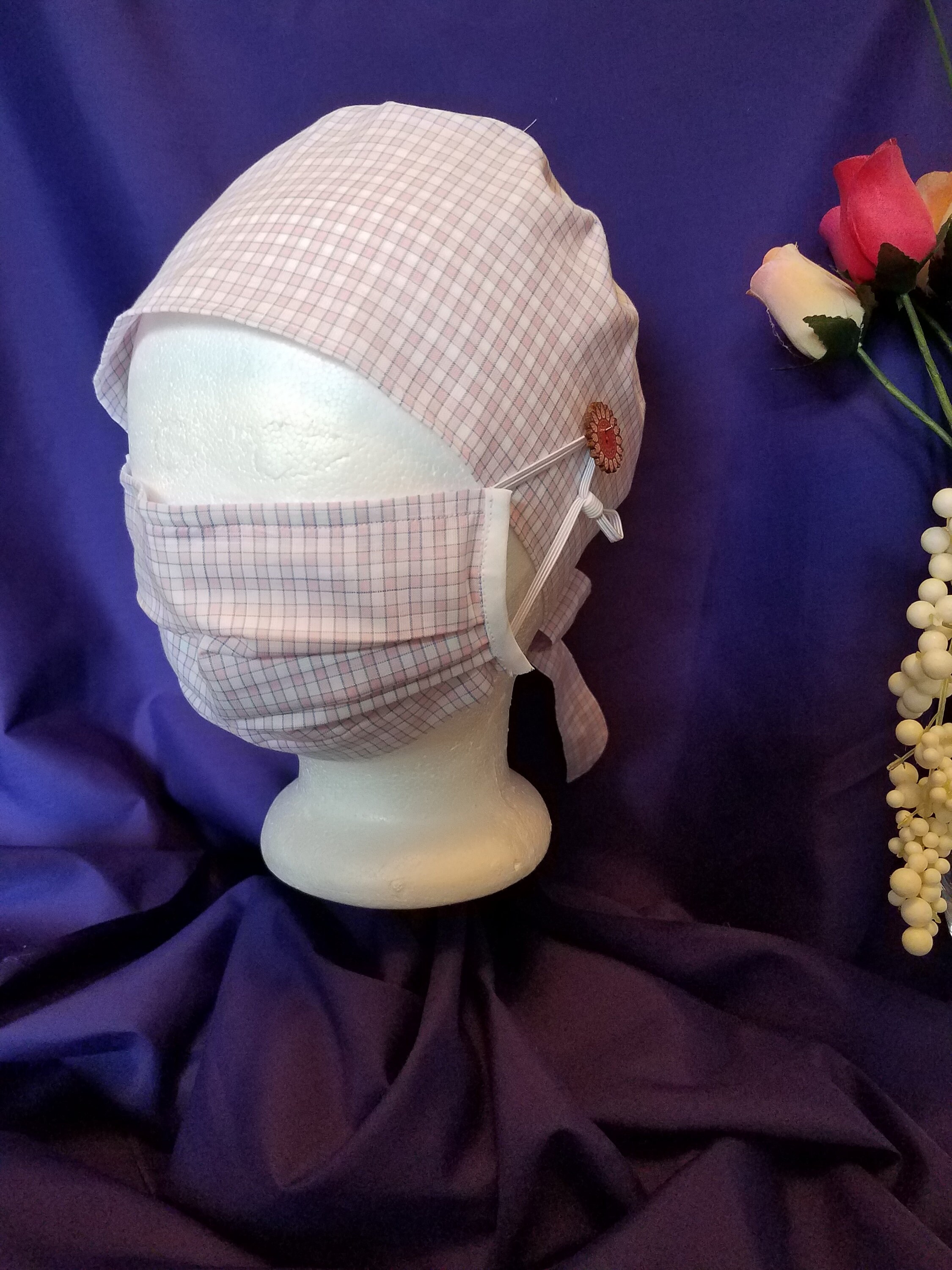 HEAD COVERING CAPS with Matching Pleated Cloth Face | Etsy