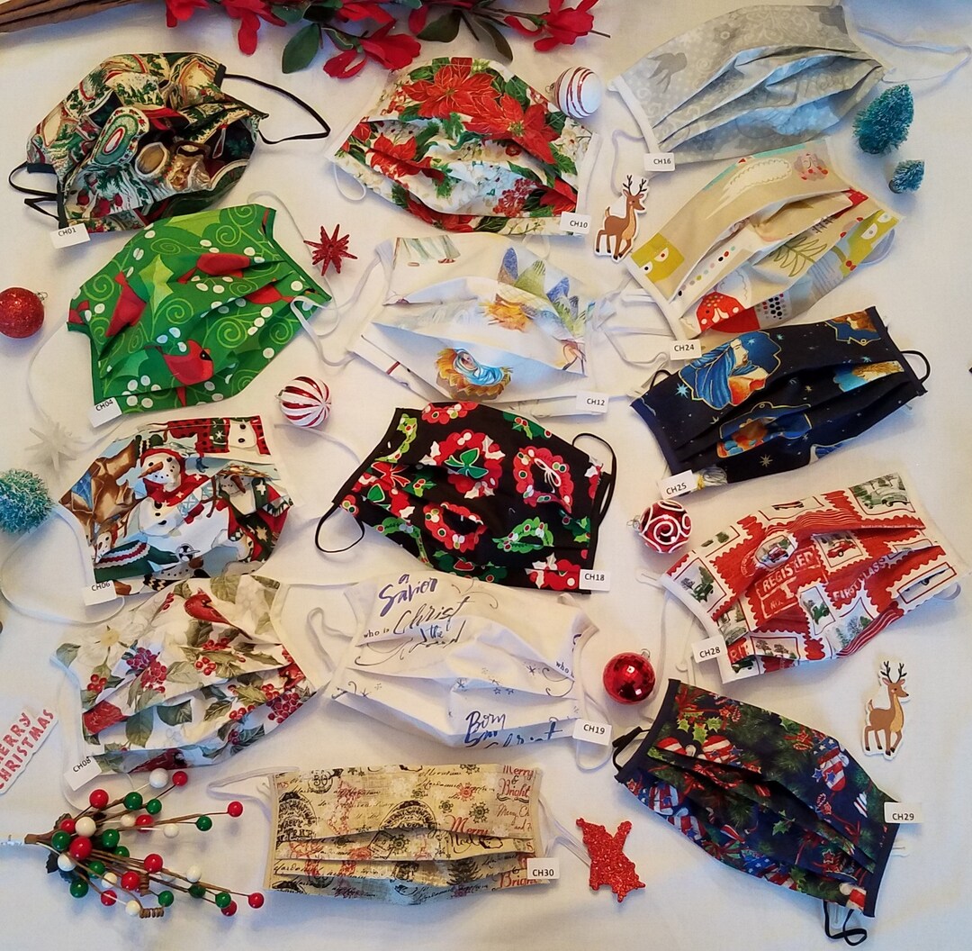 CHRISTMAS/HANUKKAH Pleated Cloth Face Masks/coverings - Etsy