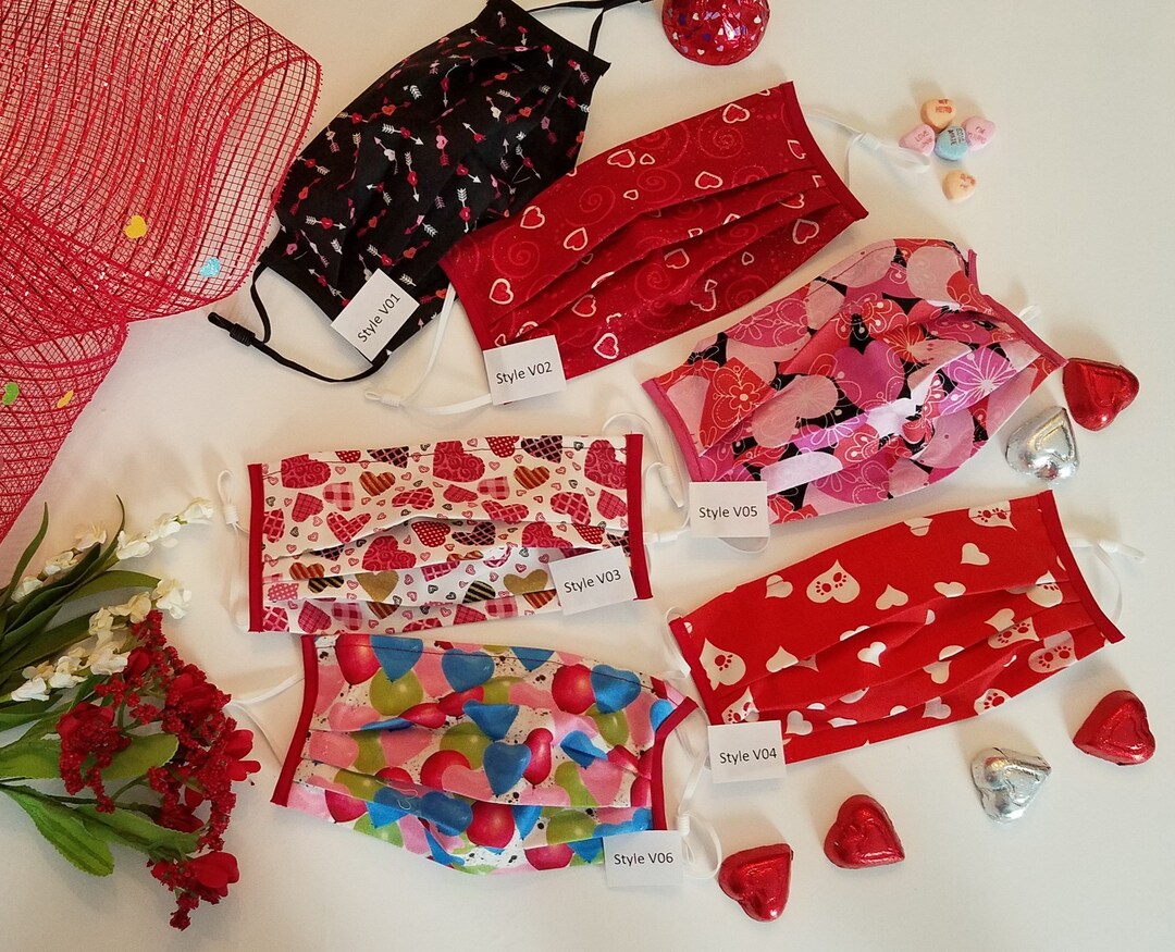 VALENTINES Pleated Cloth Face Masks/coverings - Etsy