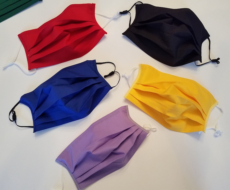 SOLID Colors Pleated Cloth Face Masks/coverings - Etsy