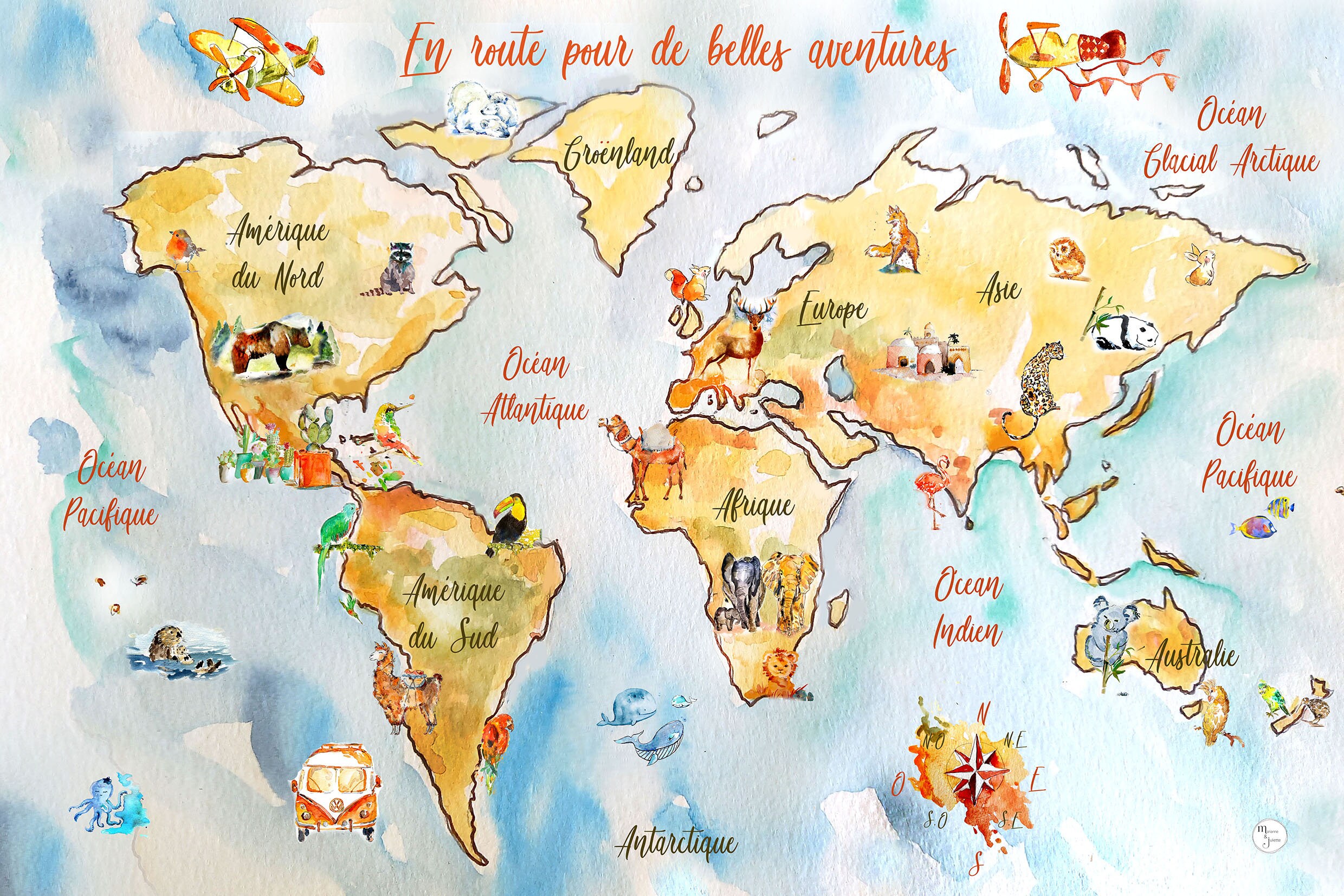 Planisferio infantil planisferio infantil póster infantil - Etsy México