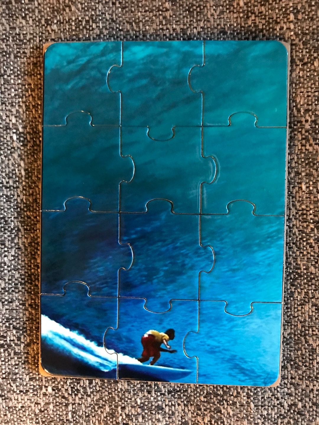 12 Piece Magnetic Puzzle 5”x7”, Surf Art, Wave Painting, Small Gift ...