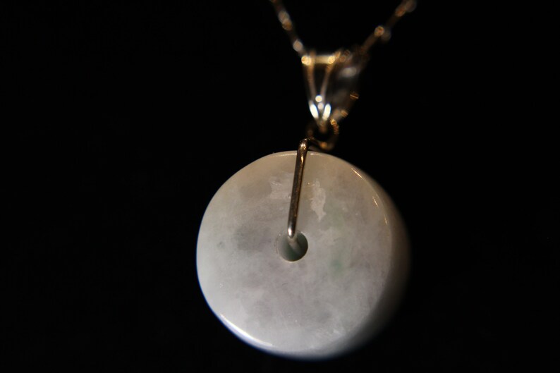 14K Solid White Gold Burmese White Jade circle Cube Pendant Handmade - Etsy