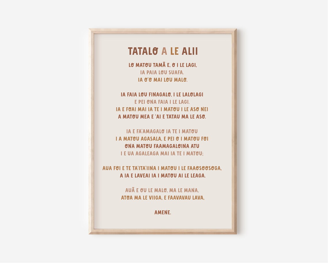 Samoan Lords Prayer Kids Digital Print - Etsy