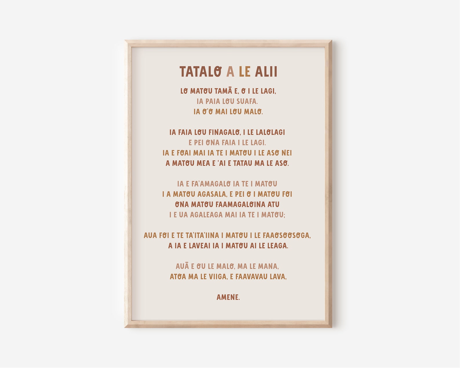 Samoan Lords Prayer Kids Digital Print - Etsy