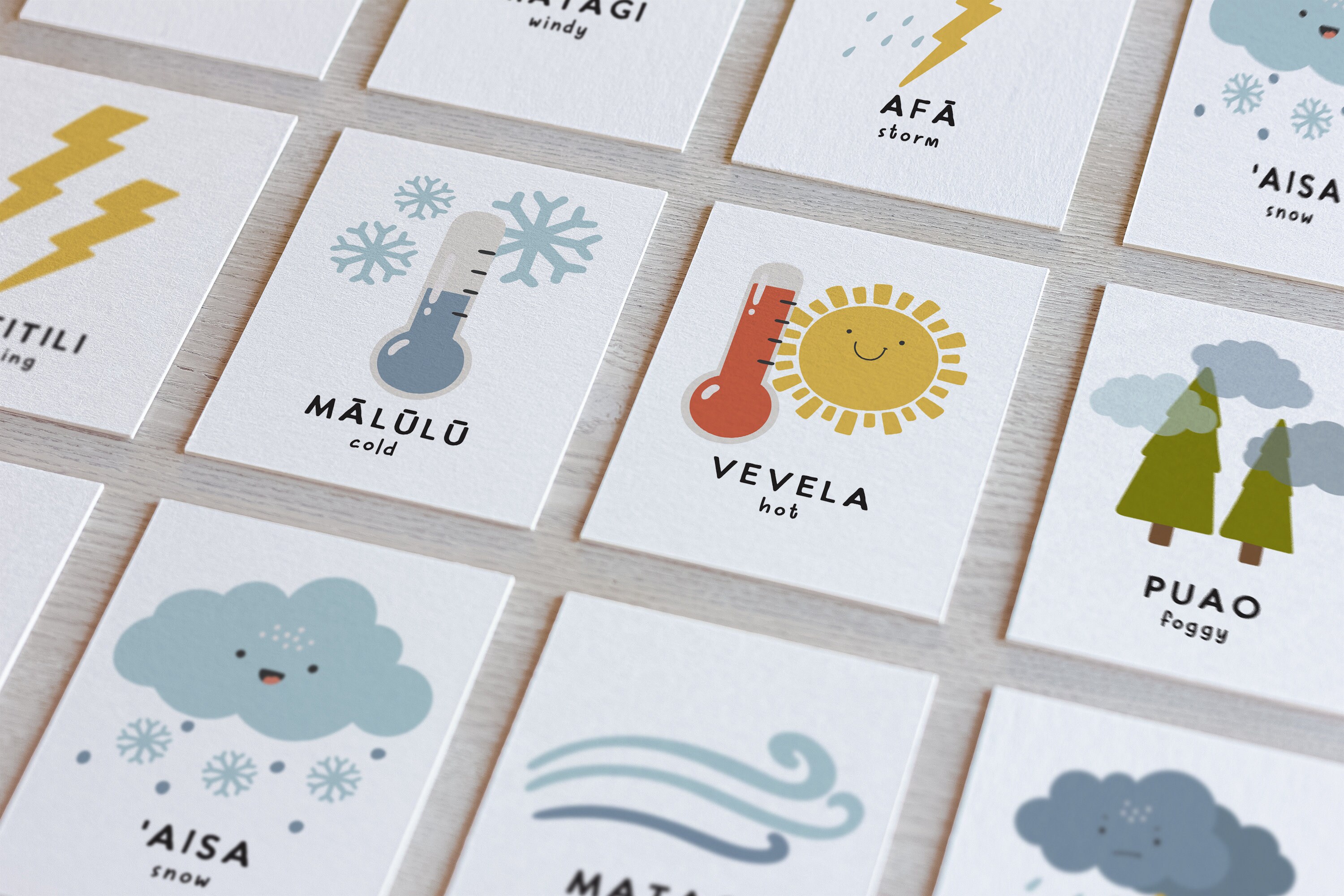 Samoan Weather Flashcard Printable | Samoan Learning Cards - Etsy