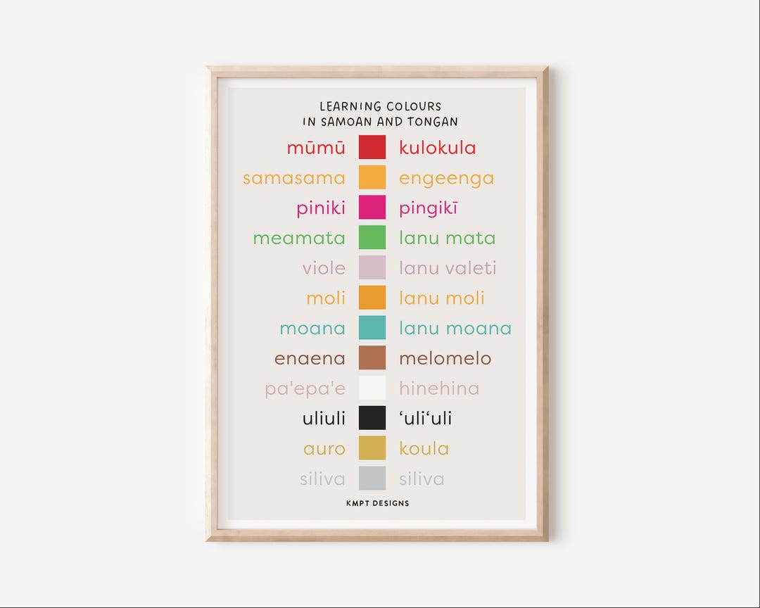 Samoan Tongan Colours | DIGITAL FILE ONLY | Bilingual Learning Samoan ...