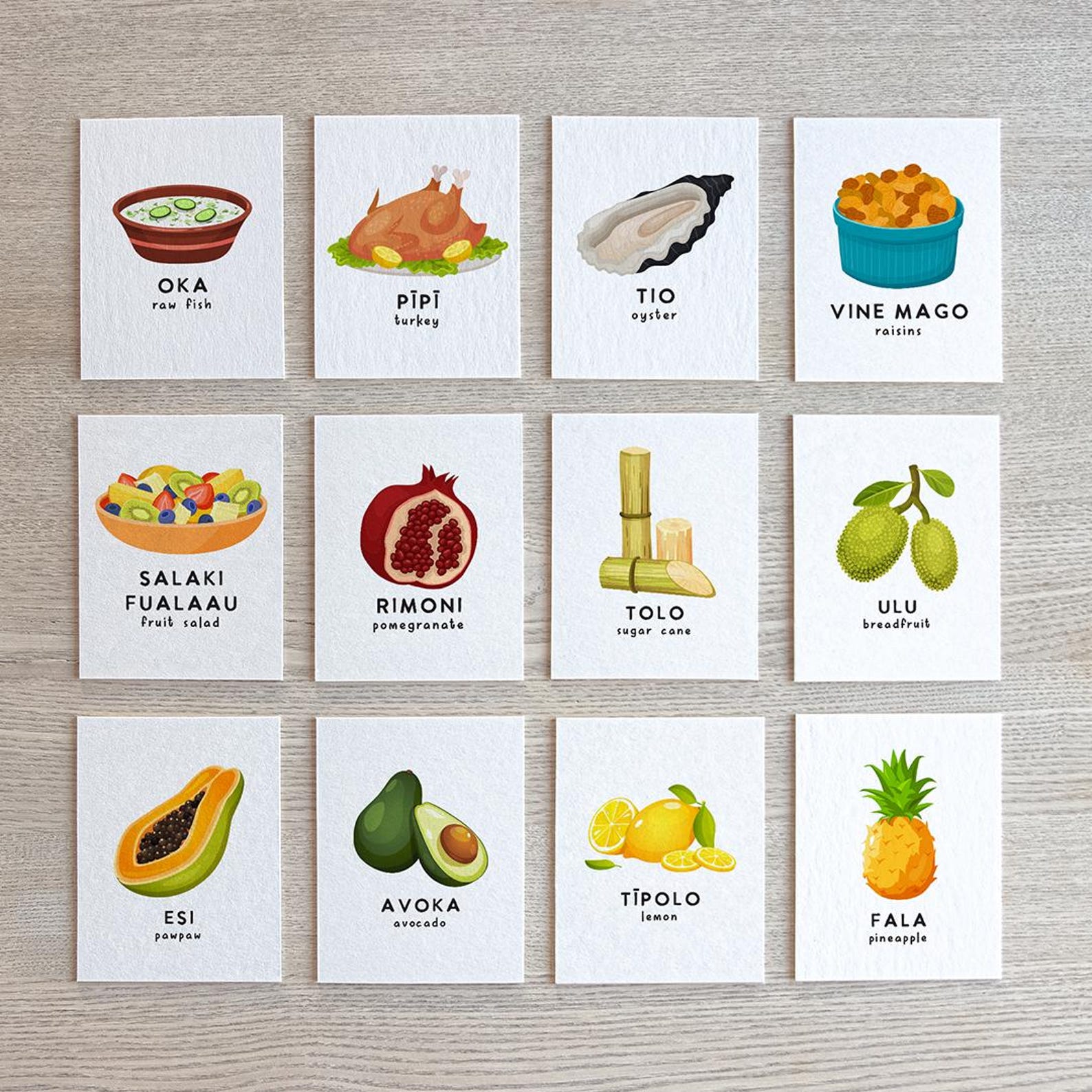 Samoan 100 Food Words Flashcard Printable | DIGITAL FILE ONLY ...
