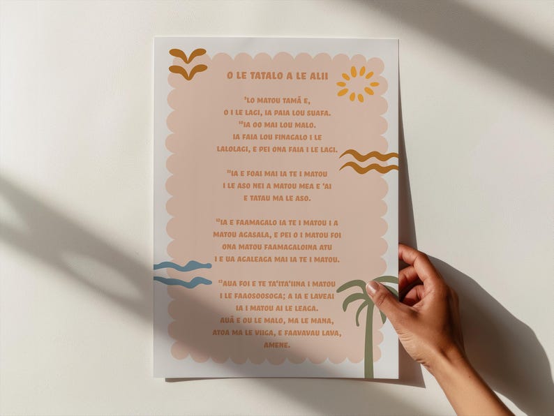 Samoan Lord's Prayer Printable: Kids Summer Theme (digital File) - Etsy ...