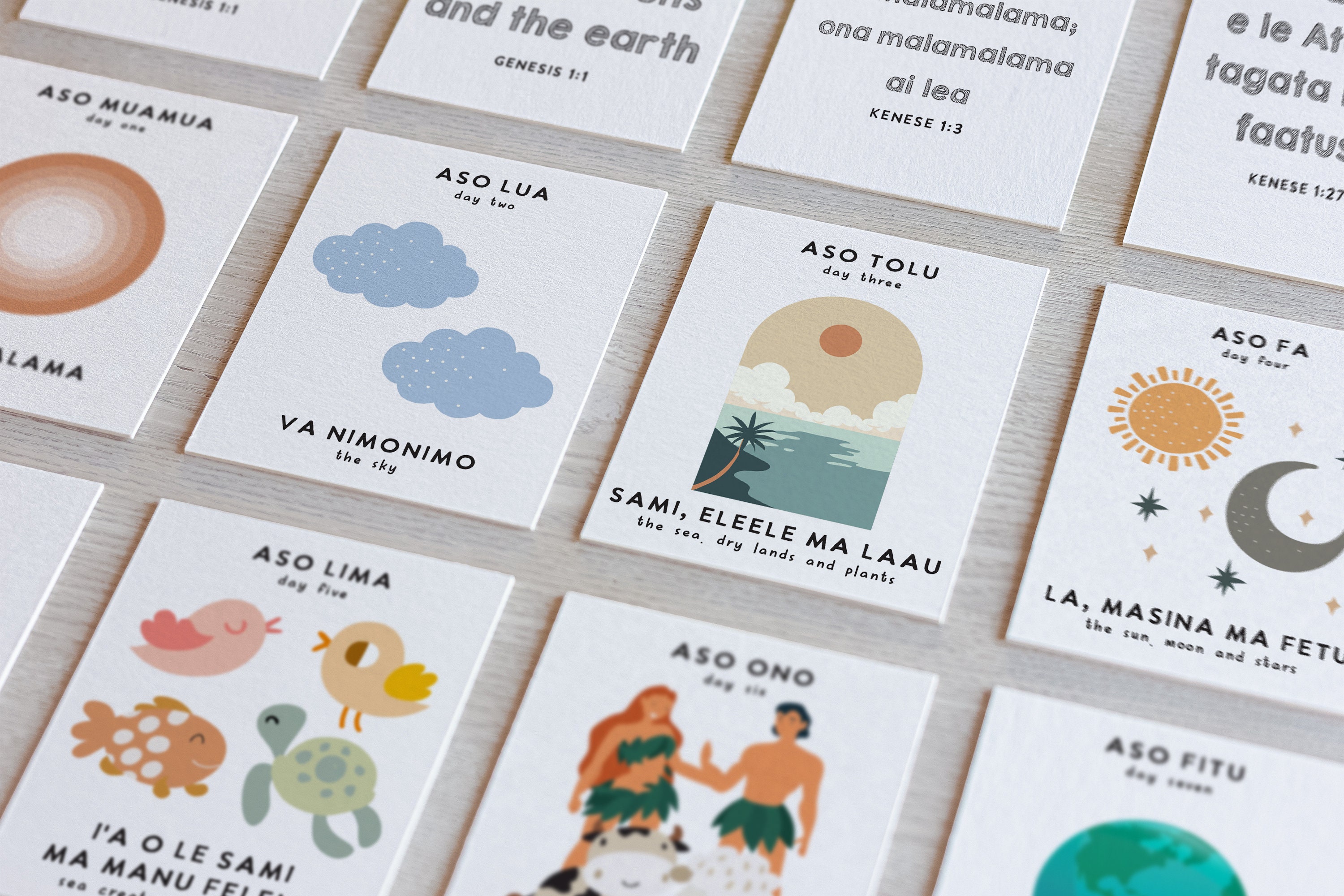 Printable Days of Creation Flashcards in Samoan, Christian Learning ...